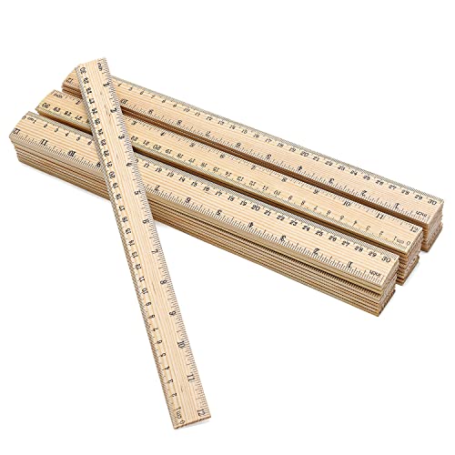 60 Pack Wooden Ruler 12 Inch Rulers Bulk Wood Measuring Ruler Office Ruler 2 Scale