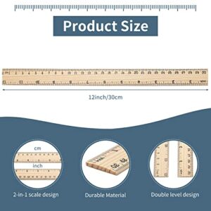 60 Pack Wooden Ruler 12 Inch Rulers Bulk Wood Measuring Ruler Office Ruler 2 Scale