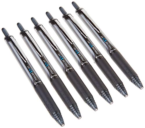 PILOT Pen 13616 Precise V7 RT Refillable & Retractable Liquid Ink Rolling Ball Pens, Fine Point (0.7mm) Black Ink, 6-Pack