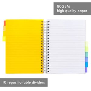 Pukka Pad B5 Subject Notebook with 10 Repositionable Dividers for Organization – 400 Perforated Pages of 80GSM Paper – 200 Sheet Notebook for School, Office, and Home – White, 7.48 x 9.84in