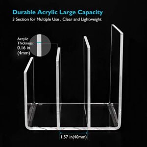 KTRIO Acrylic File Holder 3 Sections, File Organizer for Desk Clear Desk Organizer File Sorter File Folder Holder Mail Organizer Letter Holder for Envelopes, Mail, Electronics