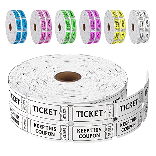 LKXSPLABE Fluorescence Raffle Tickets Double Roll 2000 Tickets White 50/50 Tickets for Events, Entry, Class Reward, Fundraiser & Prizes