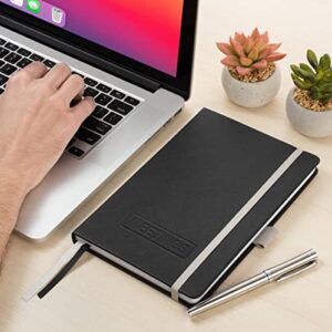 HUSTLE Co. Meeting Notebook for Work with Action Items Clever Hardcover Journal for More Productive Meetings - Index, 160 Pages, 100gsm Paper, Lays Flat, Pen Holder - Business, Work, Professional