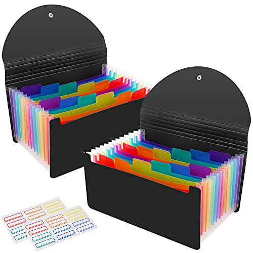 2 Pack 13 Pockets A6 Mini Coupon Organizer Wallet, Expandable Accordion File Organizer for Storage Receipt Cards Coupons Tickets - Black