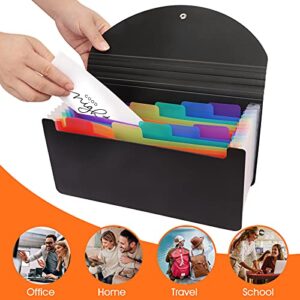 2 Pack 13 Pockets A6 Mini Coupon Organizer Wallet, Expandable Accordion File Organizer for Storage Receipt Cards Coupons Tickets - Black