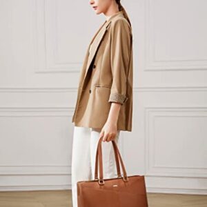 Laptop Tote Bag for Women 15.6 Inch Waterproof Leather Computer Bags Women Business Office Work Bag Briefcase Brown