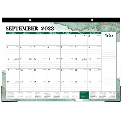 Desk Calendar 2023-2024 - 12 Monthly Desk/Wall Calendar 2-in-1, 16.9" x 11.9", July 2023 - December 2024 with Corner Protectors, Ruled Blocks - Pink by Artfan