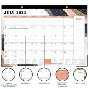 Desk Calendar 2023-2024 - 12 Monthly Desk/Wall Calendar 2-in-1, 16.9" x 11.9", July 2023 - December 2024 with Corner Protectors, Ruled Blocks - Pink by Artfan