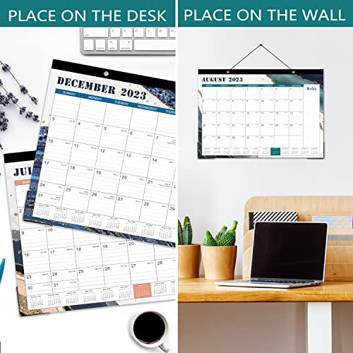 Desk Calendar 2023-2024 - 12 Monthly Desk/Wall Calendar 2-in-1, 16.9" x 11.9", July 2023 - December 2024 with Corner Protectors, Ruled Blocks - Pink by Artfan