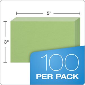 Oxford Blank Color Index Cards, 3" x 5", Green, 100 Per Pack (7320 GRE)