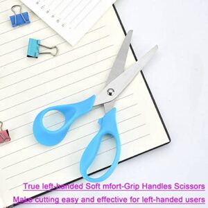 Left Handed Scissors Kids,5" Left Handed Kids Craft Scissors Ages 3+ Stainless Steel Soft Comfort-Grip Handles Blunt Lefty Safety School Scissors For Classroom Home Household 3 Pack