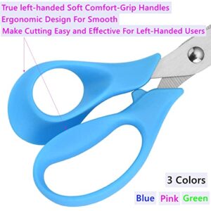 Left Handed Scissors Kids,5" Left Handed Kids Craft Scissors Ages 3+ Stainless Steel Soft Comfort-Grip Handles Blunt Lefty Safety School Scissors For Classroom Home Household 3 Pack