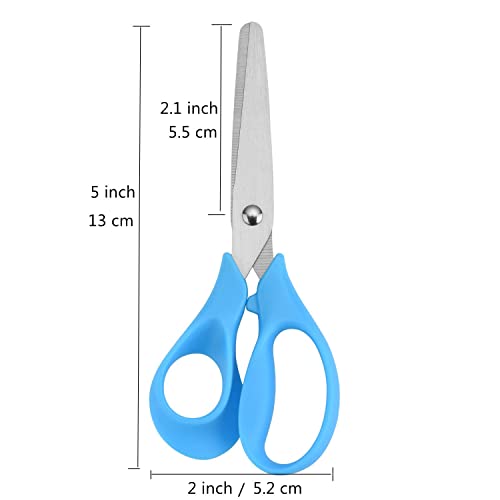 Left Handed Scissors Kids,5" Left Handed Kids Craft Scissors Ages 3+ Stainless Steel Soft Comfort-Grip Handles Blunt Lefty Safety School Scissors For Classroom Home Household 3 Pack