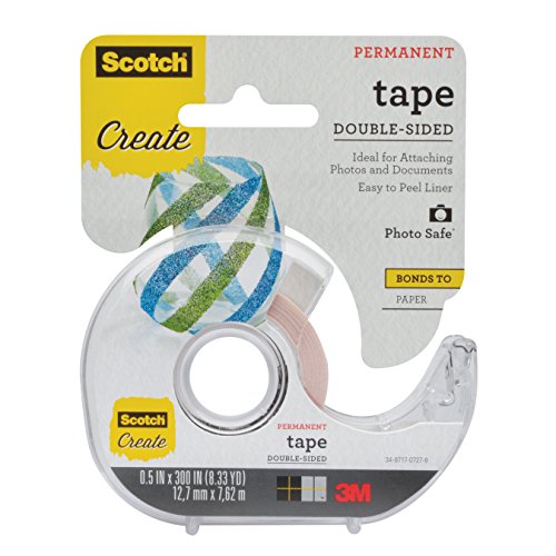 Scotch Create Double-Sided Permanent Tape, 1 Dispenser, 1/2 in x 300 in, Clear, Strong Double Sided Tape for Crafts (002-CFT)