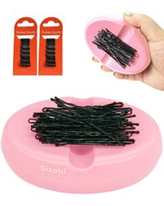 sizobi bobby pin holder,magnetic pin cushion,sewing pins,pin holder,magnetic paper clip holder,magnetic bobby pin holder,with 20 bobby pins and storage box