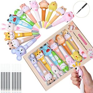 LemoHome Cute Pens squishy pens gel ink Animals Pens cute stationary Kawaii Pens Decompression Stress Relief Sponge Pens Set For Students Kids With Replacement Refills (Black)