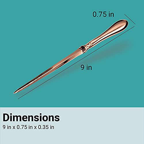 Uncommon Desks Rose Gold Letter Opener Knife - Smooth Metal Plated Envelope Opener - Ergonomic Rounded Handle for Comfort - Home and Office Mail Supplies - 1 Pack