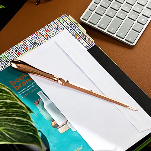 Uncommon Desks Rose Gold Letter Opener Knife - Smooth Metal Plated Envelope Opener - Ergonomic Rounded Handle for Comfort - Home and Office Mail Supplies - 1 Pack