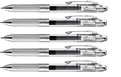 Pentel Energel Infree Gel Ink Ballpoint Pen 0.5mm, Needle Tip, Black Ink, 5 Pen Set(Japan Import)