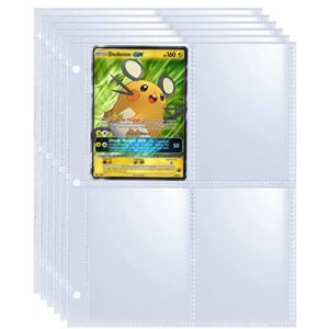 50 pack 400 pockets 2.5×3.5″ trading card sleeves,double-sided 4 pocket 6.1×7.6″ page protector,ultra-clear pokemon card sheets for a5 mini 3 ring binder