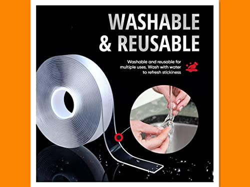 CNGRESIKFXC Double Sided Adhesive Tape Household Multi-Purpose Removable Installation Tape, Used for Poster Carpet Tape, Reusable Solid Wall Tape, Transparent Adhesive