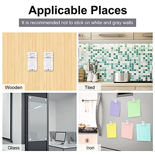 50 Pieces Self-Adhesive Clips Wall Tapestry Clips Plastic Sticky Photo Clips Hanging Spring Clips for Paper Flag Hanger Double-Sided Adhesive Spring Clips for Home Office (Clear)