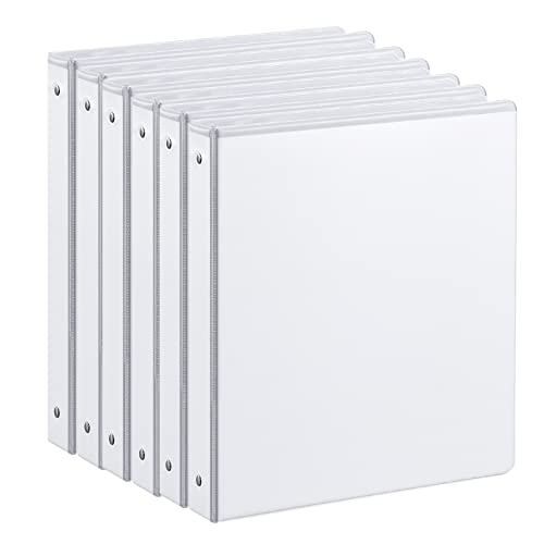 1-inch 3 Ring Binder with 2 Pockets, 1'' Basic Binders Holds US Letter Size 8.5'' x 11''for Office/Home/Back to School, 6 Pack