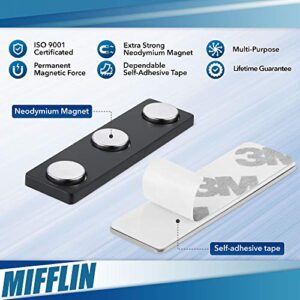 Mifflin-USA Name Tag Magnets (10 Badge Holder Magnets, 1.75 x 0.5 inches), Name Tag Magnet Backs w/ 3 Extra-Strong Neodymium Magnets for ID Badge Holders