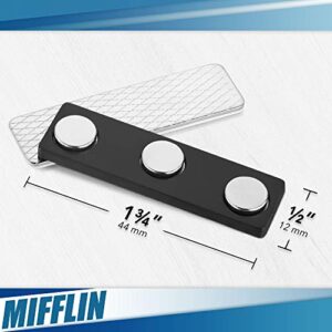 Mifflin-USA Name Tag Magnets (10 Badge Holder Magnets, 1.75 x 0.5 inches), Name Tag Magnet Backs w/ 3 Extra-Strong Neodymium Magnets for ID Badge Holders