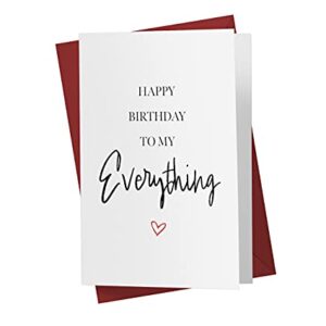 Sweet Birthday Card for Men Women, Large 5.5 x 8.5 Romantic Birthday Card for Him Her, Happy Birthday Card for Boyfriend, Birthday Card for Husband Wife Girlfriend, Karto My Everything