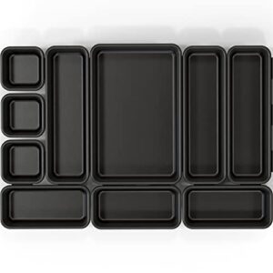 Simple Houseware Black Desk Drawer Organizer, 10 pack(3S, 3M, 3L, 1XL)