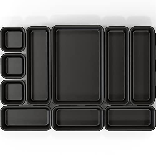 Simple Houseware Black Desk Drawer Organizer, 10 pack(3S, 3M, 3L, 1XL)