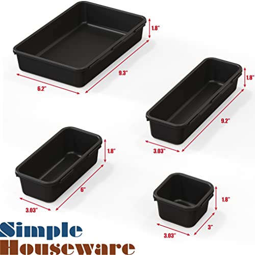 Simple Houseware Black Desk Drawer Organizer, 10 pack(3S, 3M, 3L, 1XL)