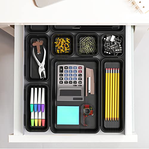 Simple Houseware Black Desk Drawer Organizer, 10 pack(3S, 3M, 3L, 1XL)