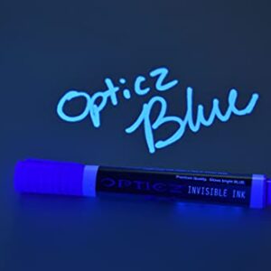 Opticz UV Blacklight Reactive Large Tip Invisible Ink Marker, Blue