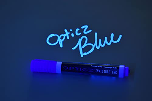 Opticz UV Blacklight Reactive Large Tip Invisible Ink Marker, Blue