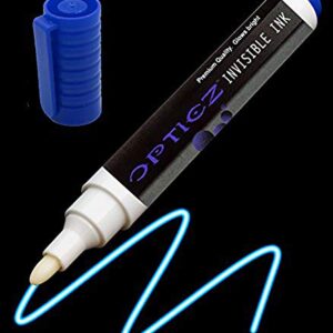 Opticz UV Blacklight Reactive Large Tip Invisible Ink Marker, Blue