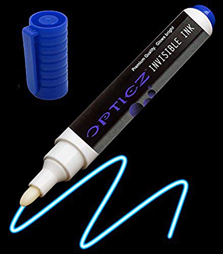 Opticz UV Blacklight Reactive Large Tip Invisible Ink Marker, Blue