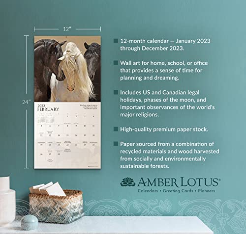 Spirit Horses 2023 Wall Calendar by Tony Stromberg | 12" x 24" Open | Amber Lotus Publishing