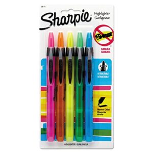 sharpie 28175pp retractable highlighters chisel tip assorted fluorescent colors 5/set