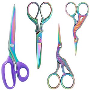 asdirne titanium coating sewing scissors bundle, professional fabric scissors set, ultra-sharp stainless steel blades, ergonomic handle, great for tailor, embroidery, craft, 10.5″/5.1″/4.5″/3.6″