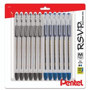 Pentel RSVP medium point pens - ballpoint - 1.0mm - 12 Pack Of 6 Blue And 6 Black Ink Pens