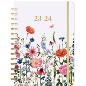 planner 2023-2024 – academic planner 2023-2024, jul.2023 – jun.2024, 2023-2024 planner, 2023-2024 planner weekly & monthly with tabs, 6.4″ x 8.5″, hardcover + back pocket + twin-wire binding, daily organizer – flowers