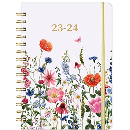 Planner 2023-2024 - Academic Planner 2023-2024, Jul.2023 - Jun.2024, 2023-2024 Planner, 2023-2024 Planner Weekly & Monthly with Tabs, 6.4" x 8.5", Hardcover + Back Pocket + Twin-Wire Binding, Daily Organizer - Flowers