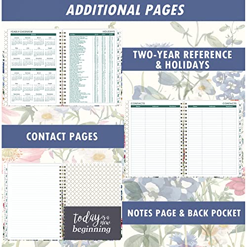 Planner 2023-2024 - Academic Planner 2023-2024, Jul.2023 - Jun.2024, 2023-2024 Planner, 2023-2024 Planner Weekly & Monthly with Tabs, 6.4" x 8.5", Hardcover + Back Pocket + Twin-Wire Binding, Daily Organizer - Flowers