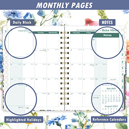 Planner 2023-2024 - Academic Planner 2023-2024, Jul.2023 - Jun.2024, 2023-2024 Planner, 2023-2024 Planner Weekly & Monthly with Tabs, 6.4" x 8.5", Hardcover + Back Pocket + Twin-Wire Binding, Daily Organizer - Flowers