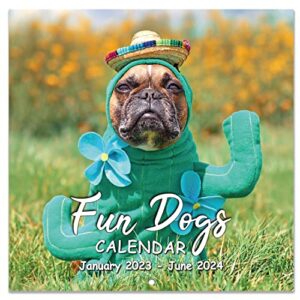 2023-2024 wall calendar – cute puppies wall calendar 2023-2024, fun dogs wall calendar, jan. 2023 – jun. 2024, 12” x 12” (closed), 12” x 24” (open), dog calendar, hanging hole, holidays