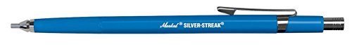 Markal 96107- Markal Silver-Streak Refillable Mechanical Holder With 6 Silver Highly Visible Reflective Lead Refills, Built-in Sharpener, 1 Click Advance -Ideal for Metal Layout & Fabrication Work