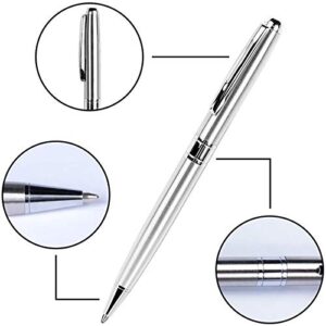 Cambond Silver Ballpoint Pens Black Ink, Stainless Steel Uniform Pens for Gift Business Men Police Flight Attendant, 1.0 mm Medium Point Nice Pens, 3 Pens with 3 Refills, Silver - CP0201