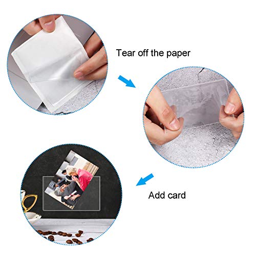 Self-Adhesive Business Card Pockets with Top Open for Loading, Card Holder for Organizing and Protecting Your Cards or Photos, Crystal Clear Plastic (3.7 x 2.3 Inches, 30 Packs)